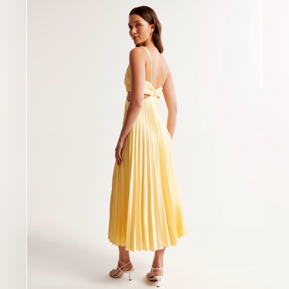 Abercrombie And Fitch Dresses Abercrombie Fitch Satin Giselle Pleated Cutout Maxi Dress Yellow